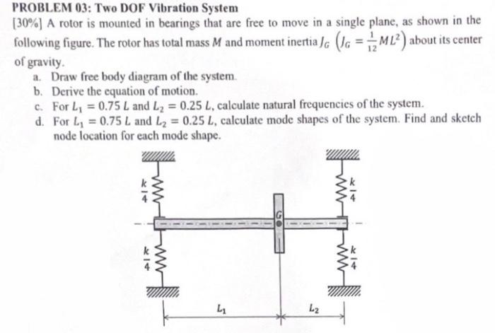 Solved PROBLEM 03: Two DOF Vibration System [30% ] A rotor | Chegg.com