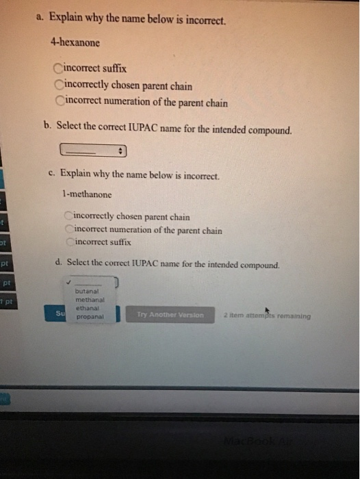 Solved a. Explain why the name below is incorrect. | Chegg.com
