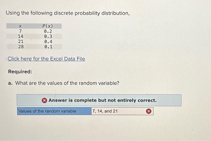 Solved Using the following discrete probability | Chegg.com