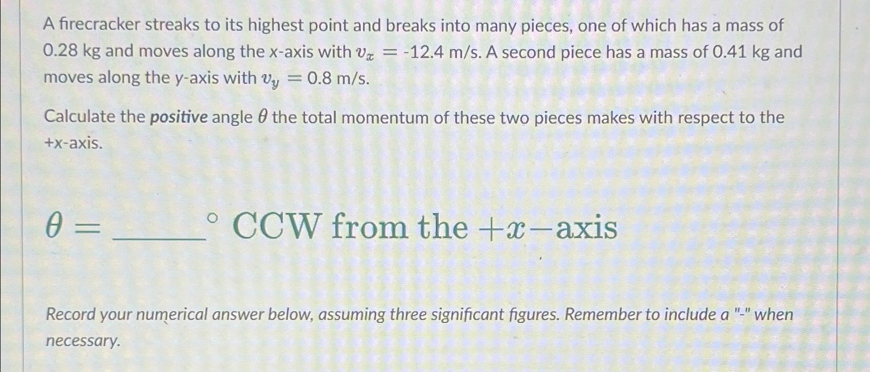 Solved A firecracker streaks to its highest point and breaks | Chegg.com