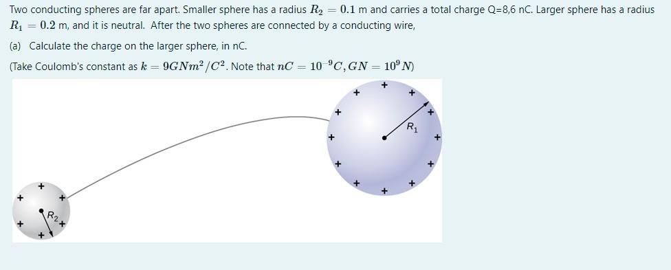 Solved Two conducting spheres are far apart. Smaller sphere | Chegg.com