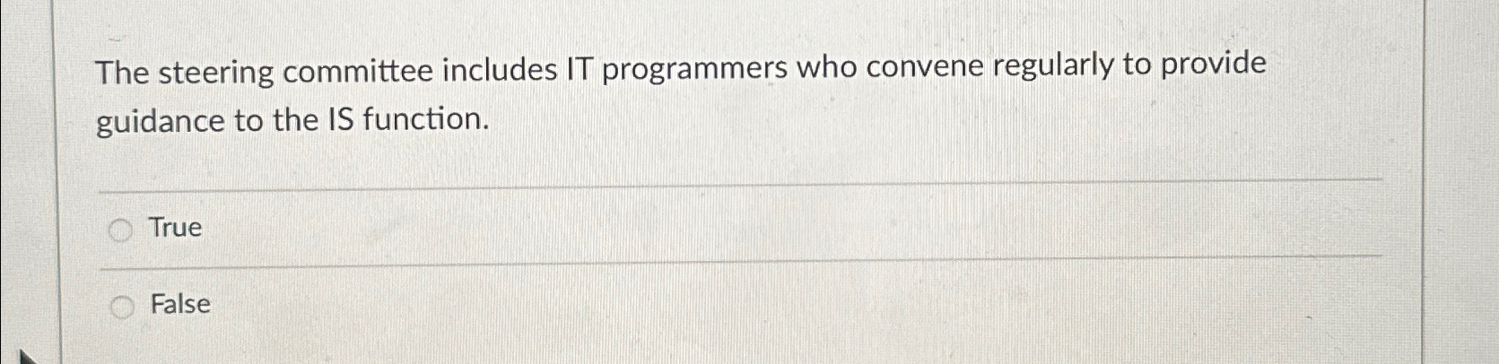 Solved The steering committee includes IT programmers who | Chegg.com
