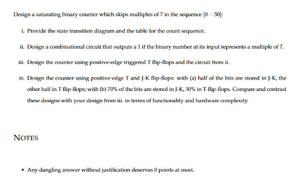 Design a saturating binary counter which skips | Chegg.com