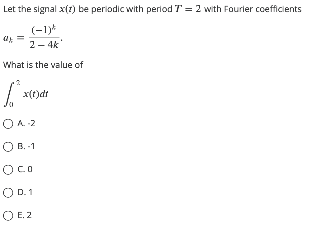 Solved Let the signal x(t) ﻿be periodic with period T=2 | Chegg.com