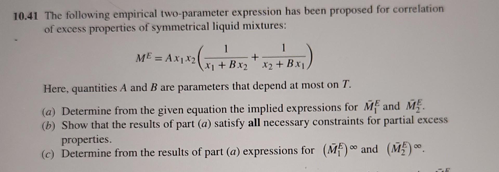 Solved .41 The following empirical two-parameter expression | Chegg.com