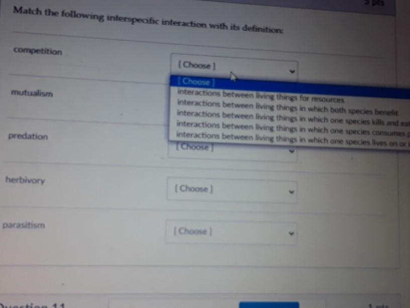 Solved all you have to do is match up the interspecific | Chegg.com