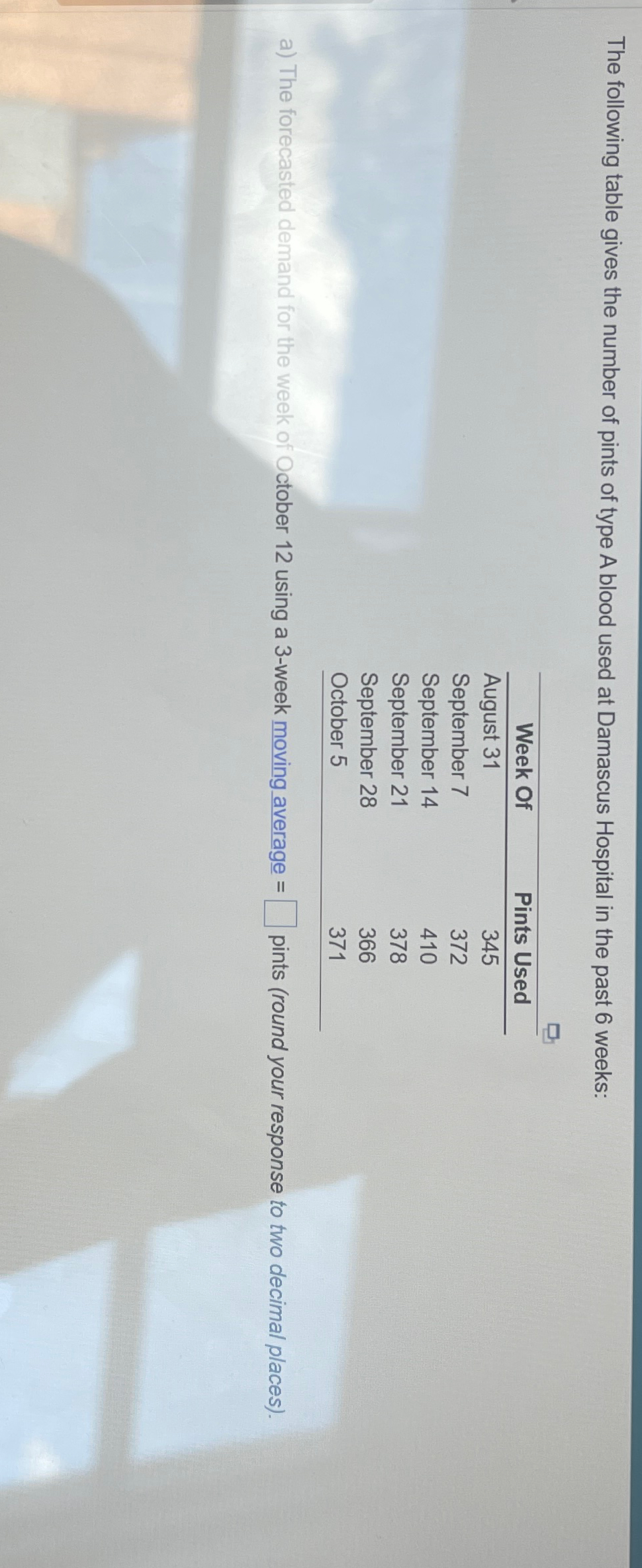 Solved The following table gives the number of pints of type | Chegg.com
