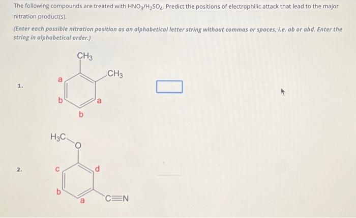 Solved The following compounds are treated with HNO3/H2SO4. | Chegg.com
