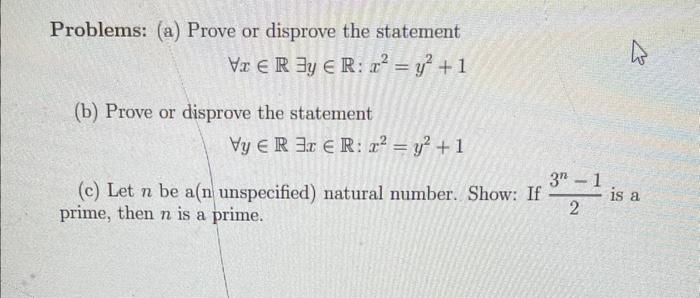 Solved Problems: (a) Prove or disprove the statement | Chegg.com