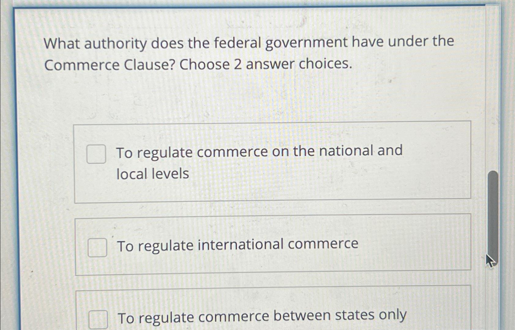 Solved What authority does the federal government have under | Chegg.com