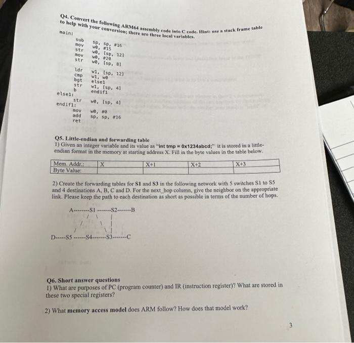 Solved Q4. Convert the following ARM64 assembly code into C | Chegg.com