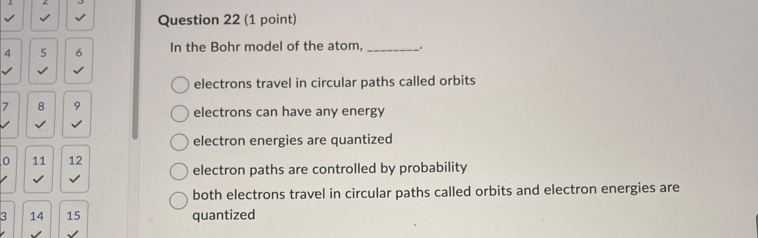 Solved Question 22 (1 ﻿point)In the Bohr model of the atom, | Chegg.com