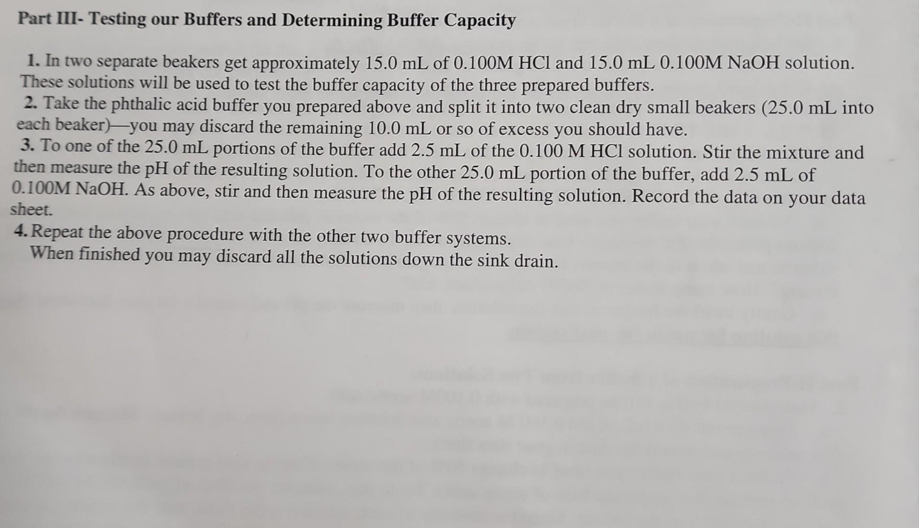 Part III- Testing our Buffers and Determining Buffer | Chegg.com