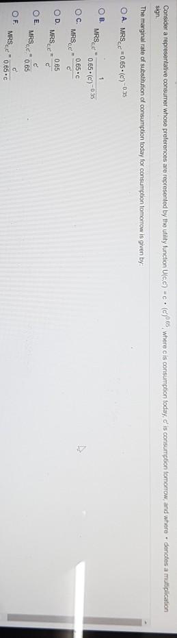 Solved Consider a representative consumer whose preferences | Chegg.com