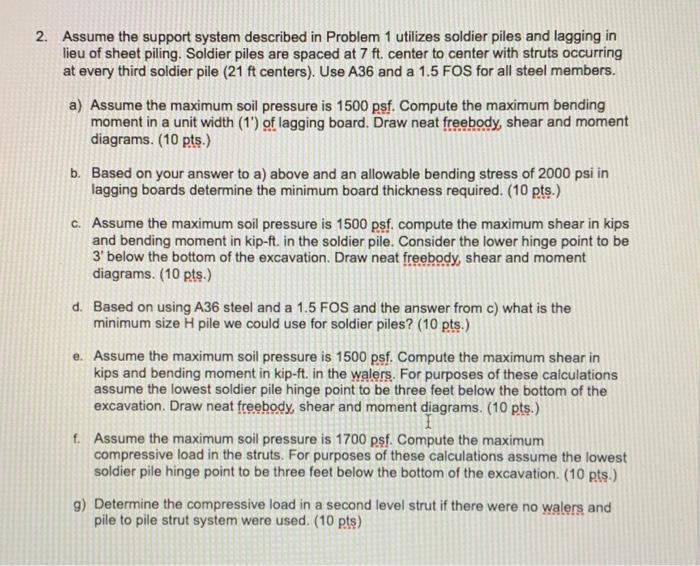 L3 Strut and Waler System Struts @ 16 fto.c. 12 ft L2 | Chegg.com
