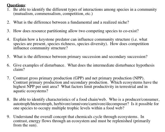Solved Questions: 1. Be able to identify the different types | Chegg.com