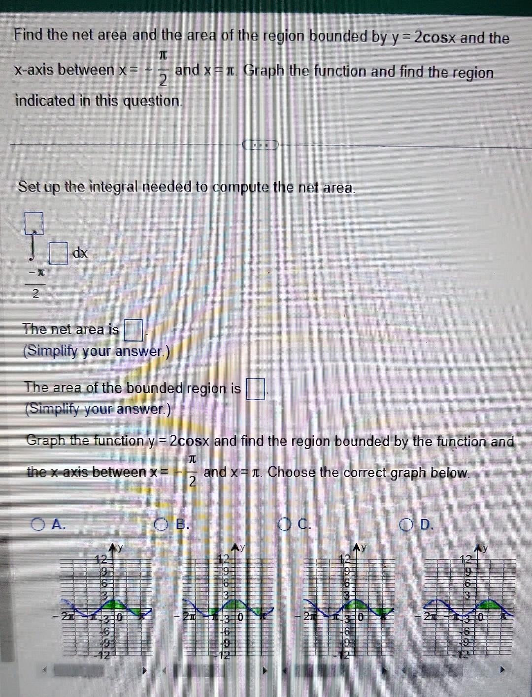 Solved Find the net area and the area of the region bounded | Chegg.com