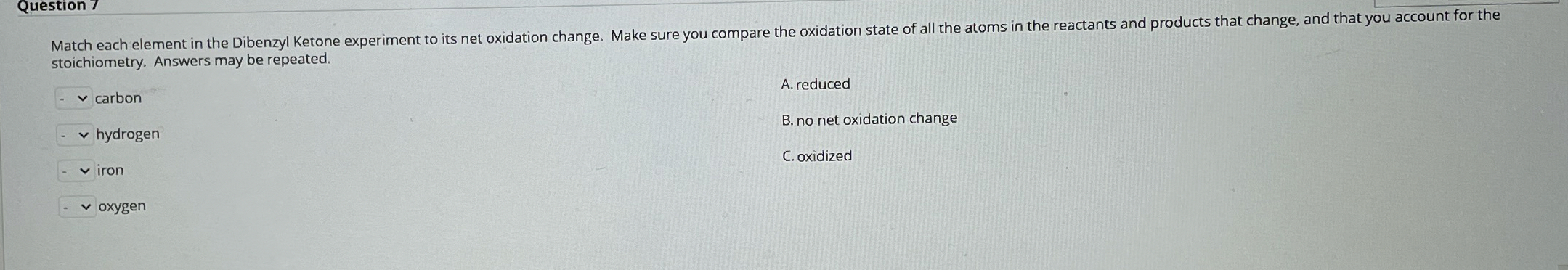 Solved Question ??Match each element in the Dibenzyl Ketone | Chegg.com