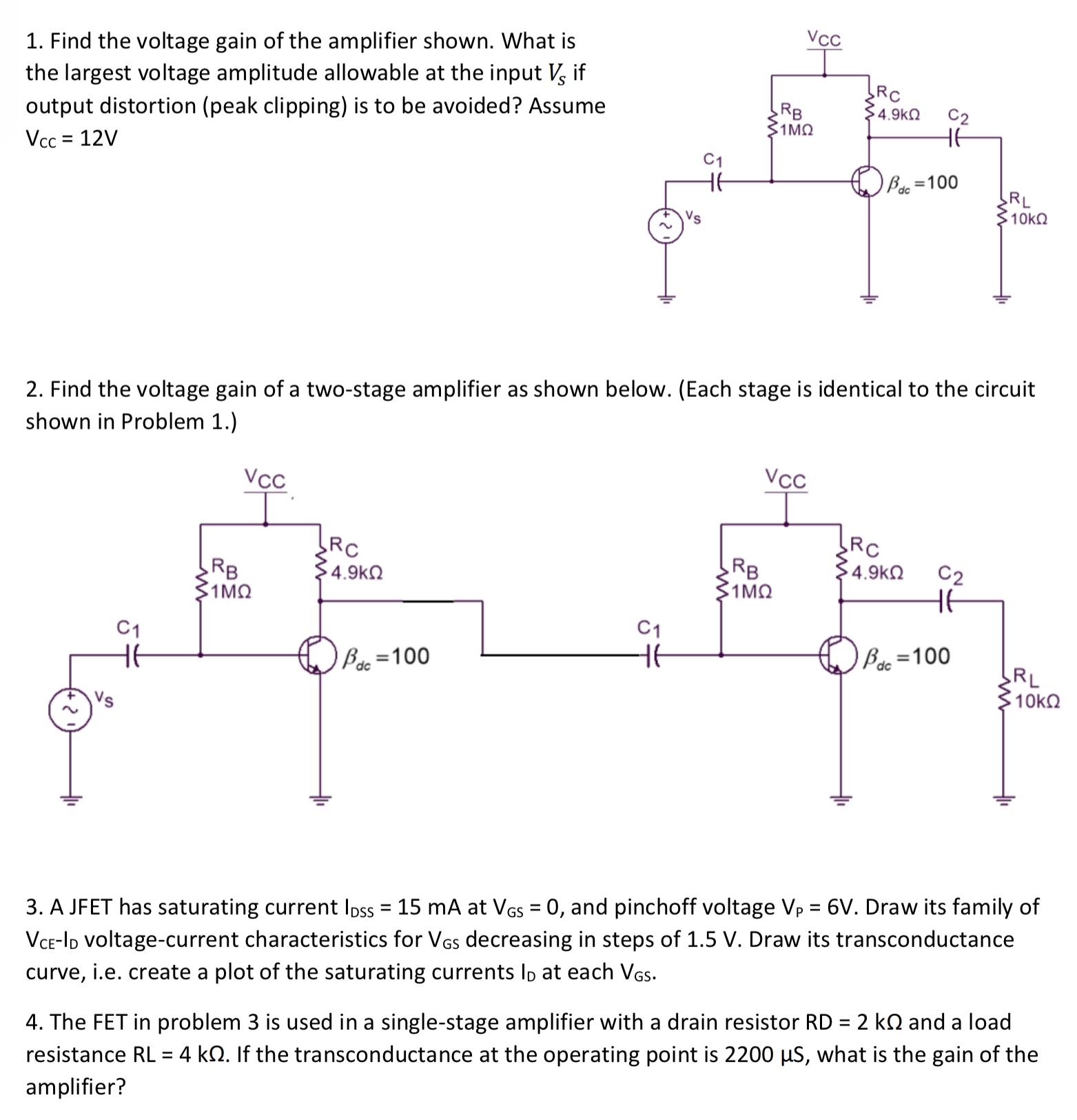 Solved Find the voltage gain of the amplifier shown. What is | Chegg.com
