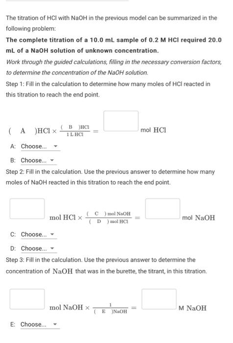 Solved Consider the model of titrating hydrochloric acid in | Chegg.com