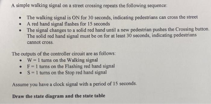 Solved A simple walking signal on a street crossing repeats | Chegg.com