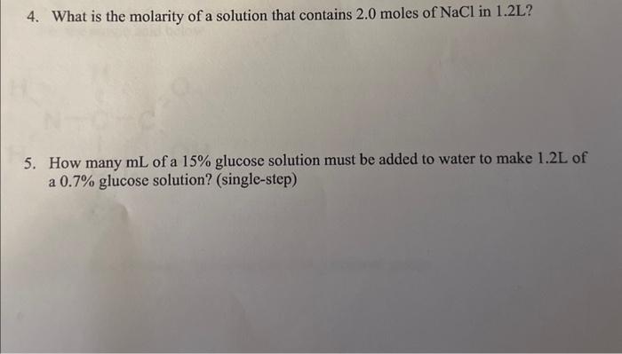 Solved 4. What is the molarity of a solution that contains | Chegg.com
