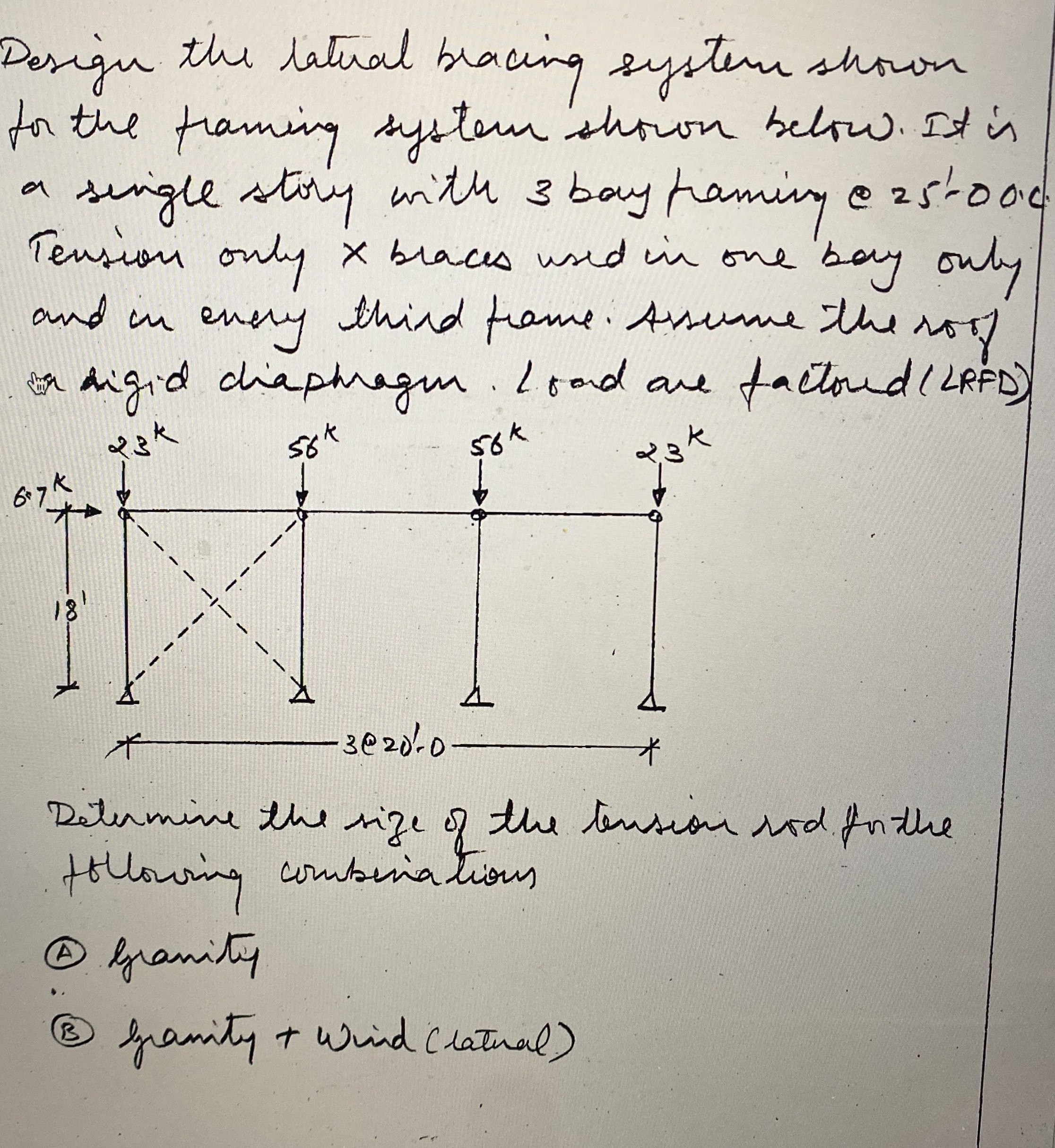 Design the lateral bracing system shown for the | Chegg.com
