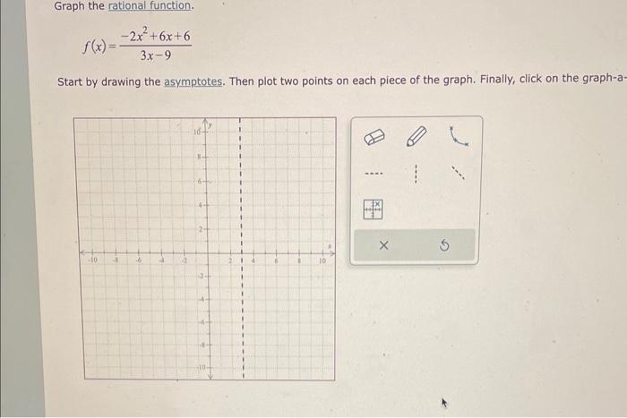 Solved Graph the rational function. f(x)=3x−9−2x2+6x+6 Start | Chegg.com