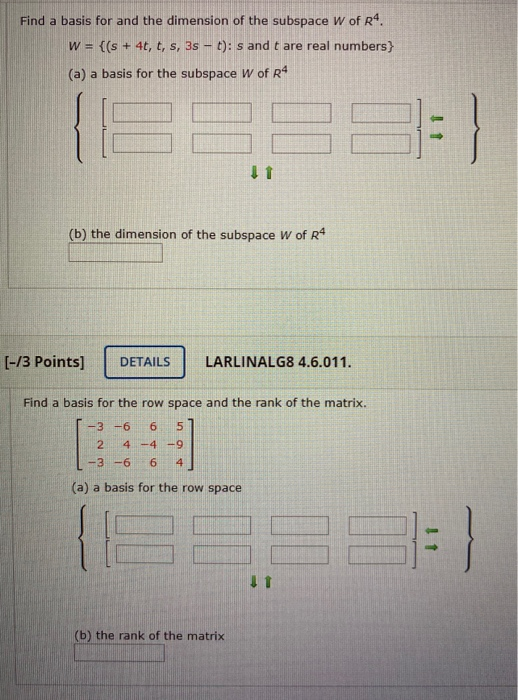 Solved Find a basis for and the dimension of the subspace W | Chegg.com