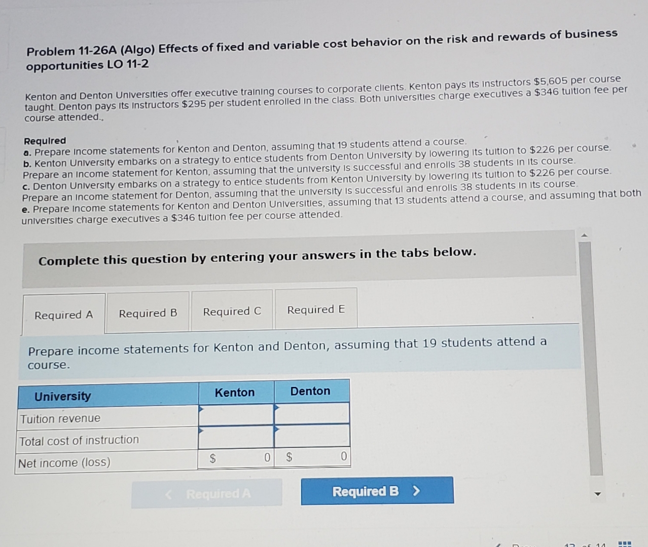 Solved Problem 11-26A (Algo) ﻿Effects of fixed and variable | Chegg.com
