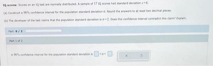 Solved 1Q scores: Scores on an 1Q test are normaly | Chegg.com