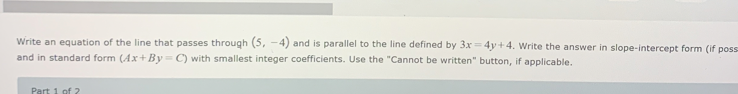 Solved Write an equation of the line that passes through | Chegg.com