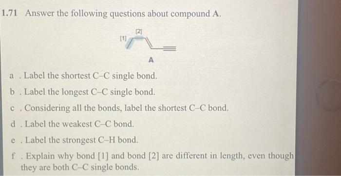 Solved 1.71 Answer the following questions about compound A. | Chegg.com