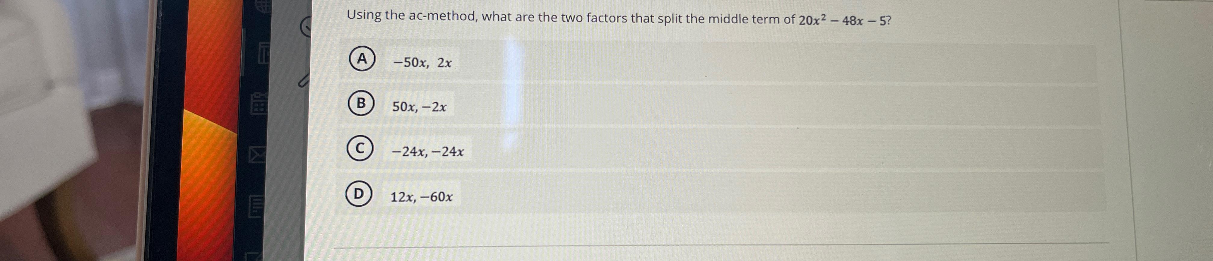 Using the ac-method, what are the two factors that | Chegg.com