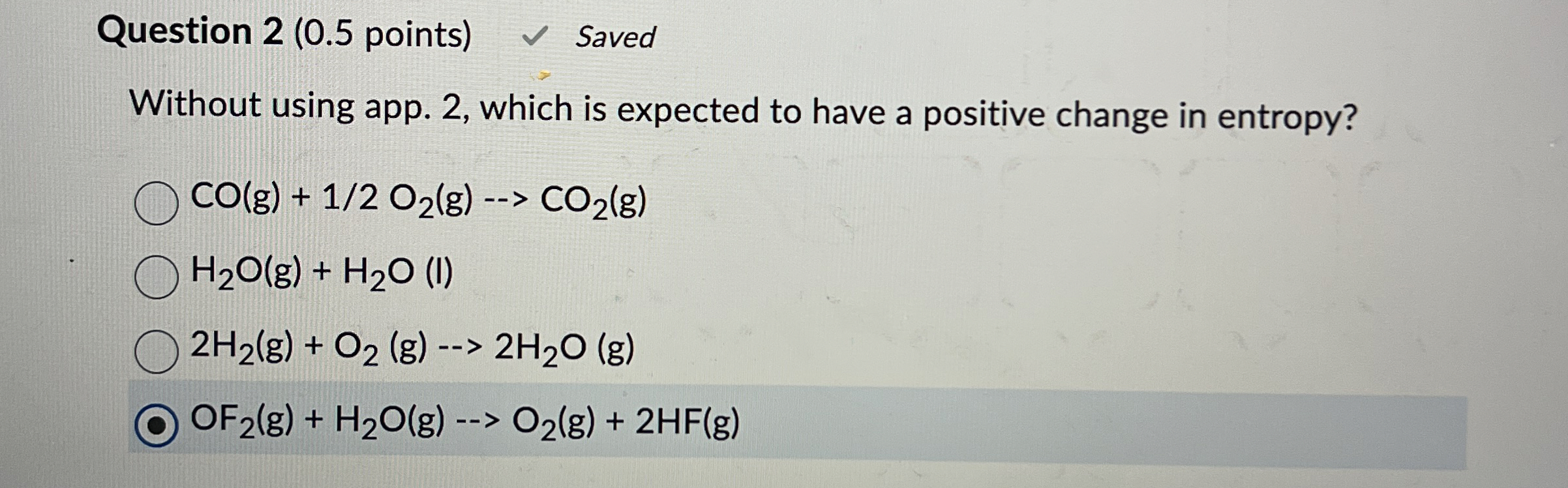Solved Question 2 ( 0.5 ﻿points)SavedWithout using app. 2, | Chegg.com