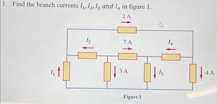 Solved Find the branch currents I1,I2,I3 and I4 in figure 1 | Chegg.com