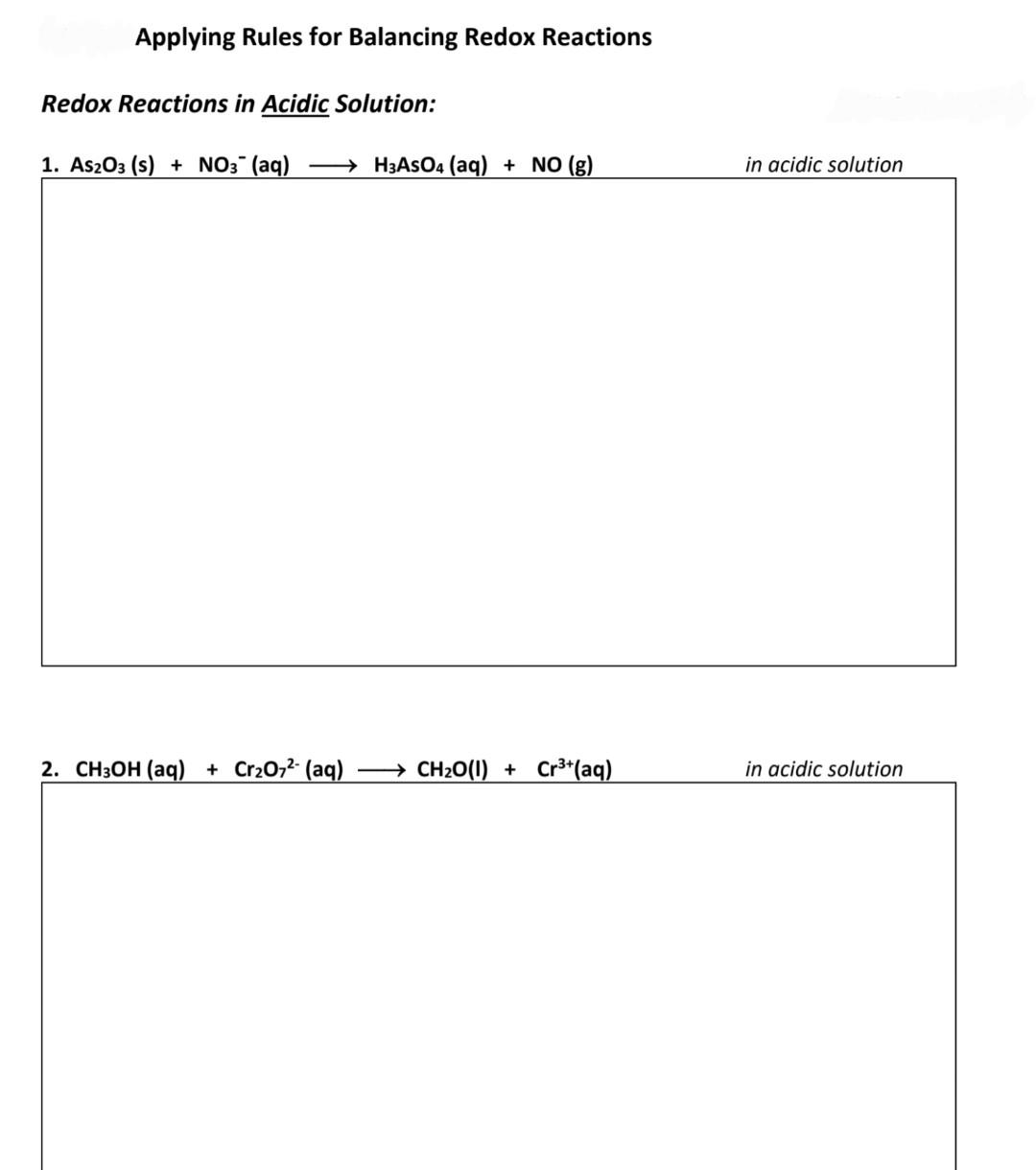 Solved 1.Explain th procedure for balancing redox reactions | Chegg.com