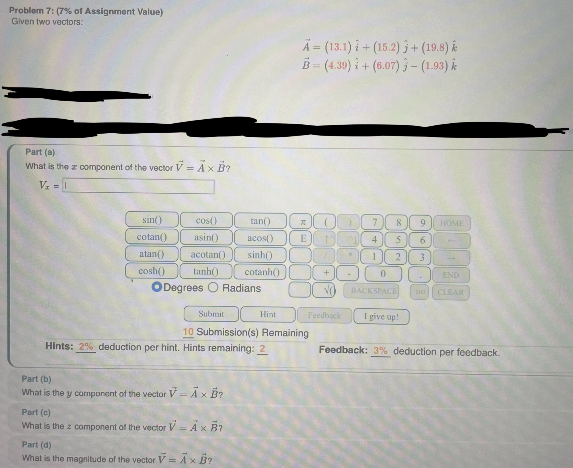 Solved Problem 7: (7% ﻿of Assignment Value)Given two | Chegg.com