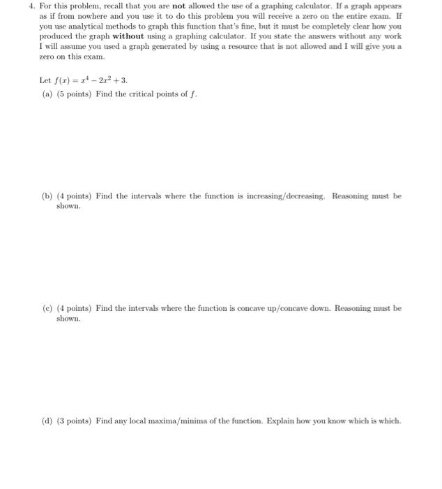 Solved 4. For this problem, recall that you are not allowed | Chegg.com