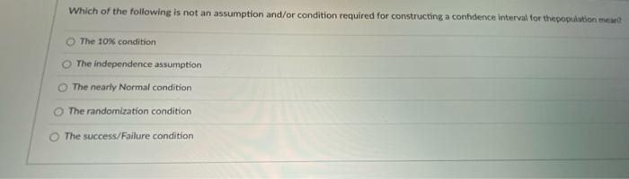 Solved Which of the following is not an assumption and/or | Chegg.com