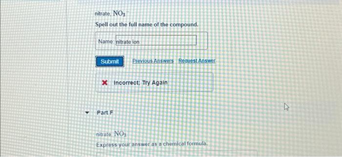 Solved nitrate, NO3 Spell out the full name of the compound. | Chegg.com