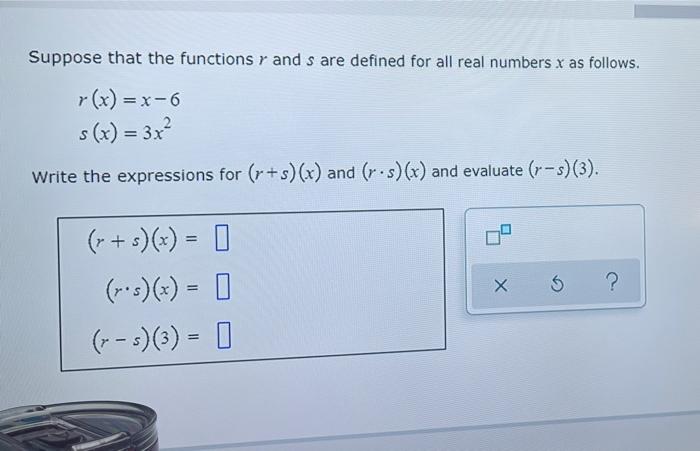 Solved Suppose that the functions r and s are defined for | Chegg.com