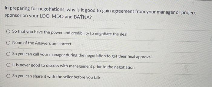 Solved In preparing for negotiations, why is it good to gain | Chegg.com