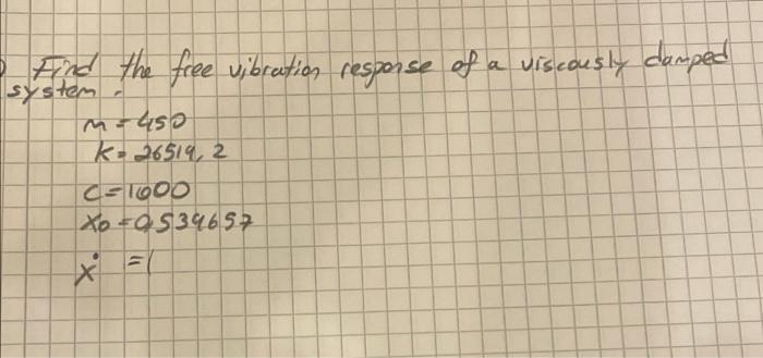 Solved Find the free vibration response of a viscously | Chegg.com