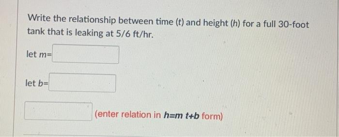 Solved Write the relationship between time (t) and height | Chegg.com