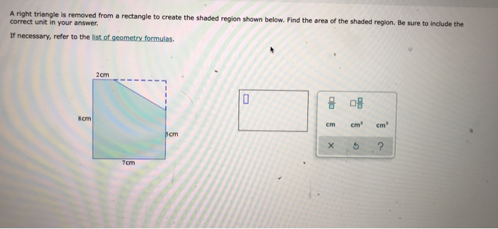 Solved A right triangle is removed from a rectangle to | Chegg.com