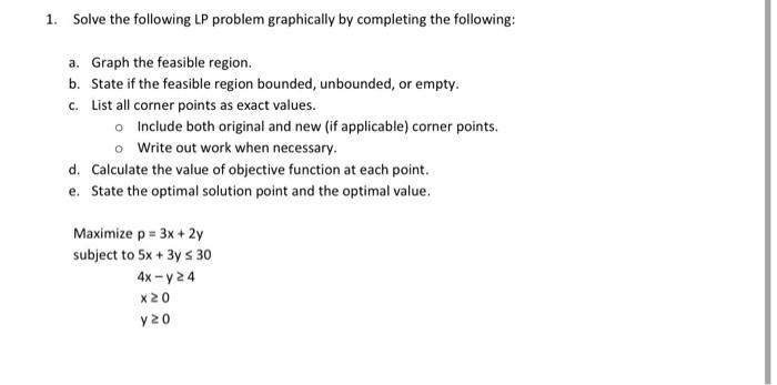 Solved 1. Solve the following LP problem graphically by | Chegg.com