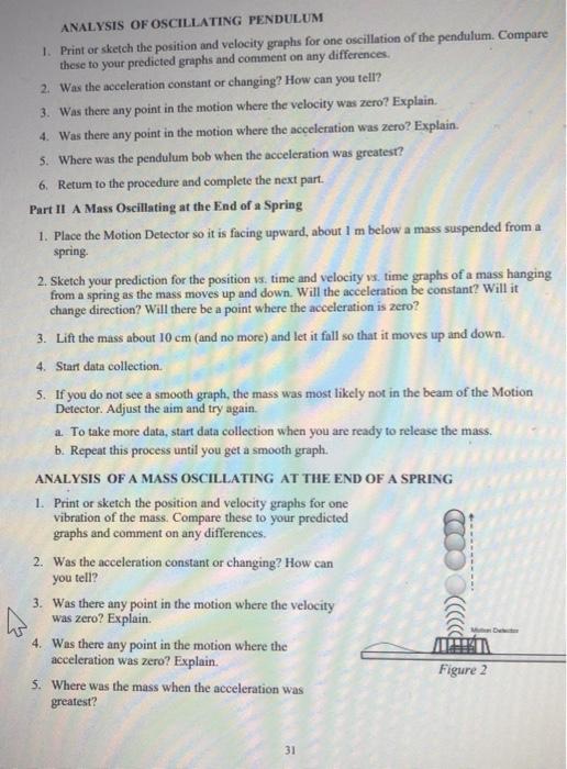 ANALYSIS OF OSCILLATING PENDULUM 1. Print or sketch | Chegg.com