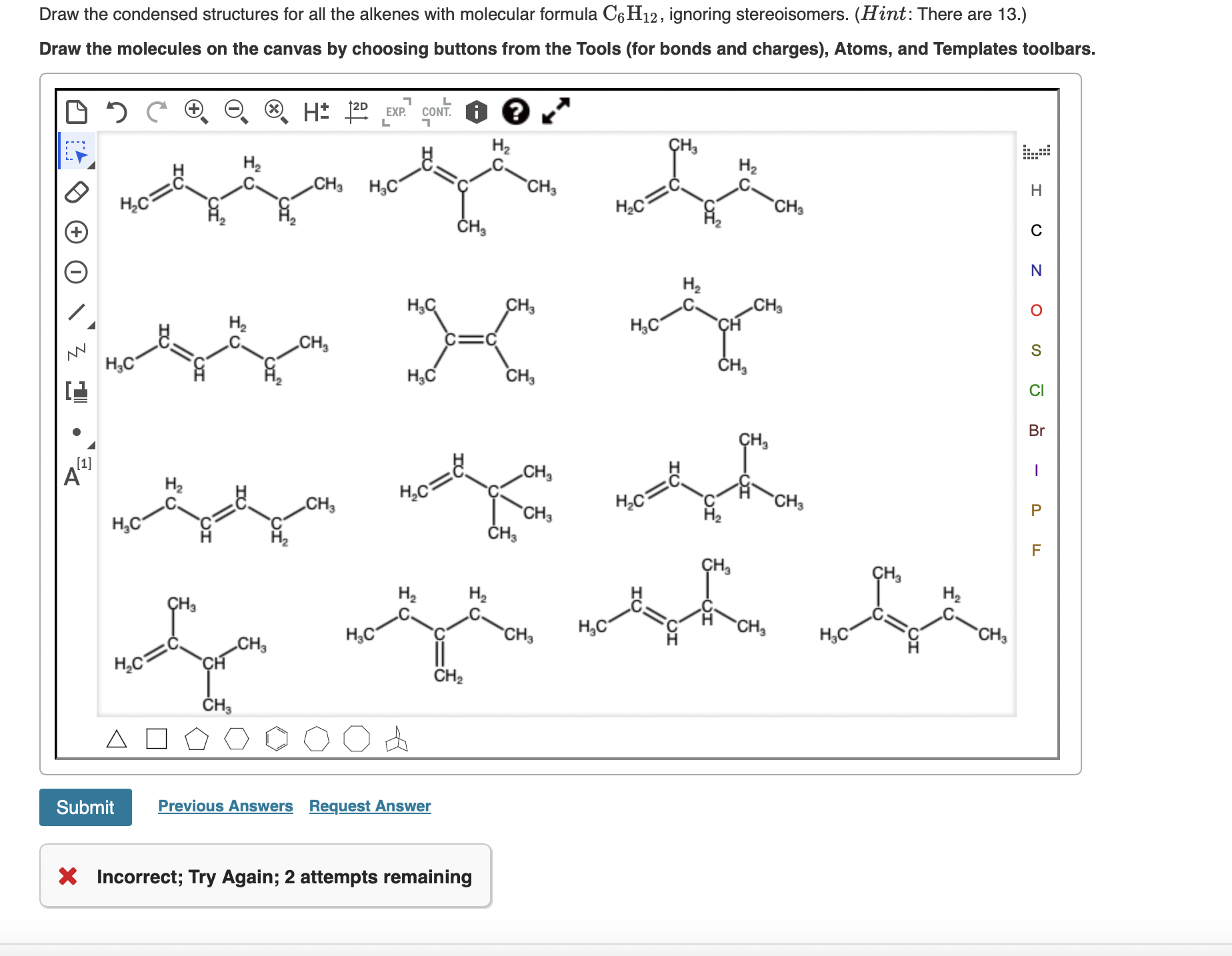 Solved Draw the condensed structures for all the alkenes | Chegg.com