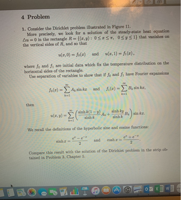 Solved 4 Problem 1. Consider the Dirichlet problem | Chegg.com